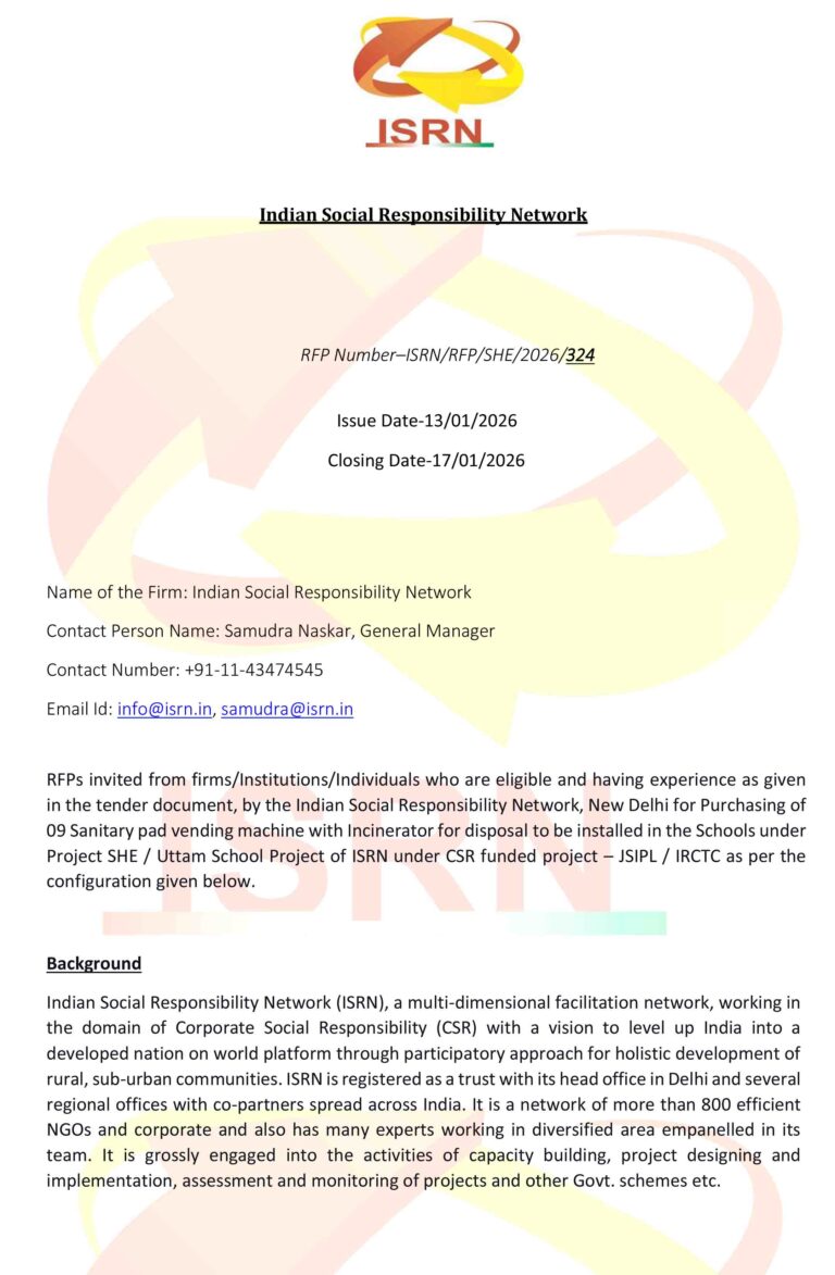 RFP’s / Tenders – Indian Social Responsibility Network